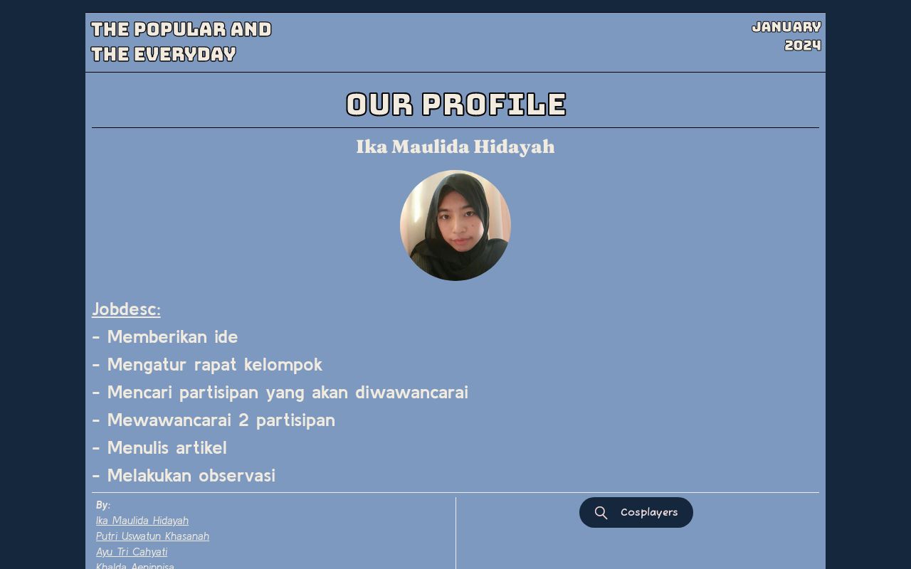 Cosplayer (Our Profile)